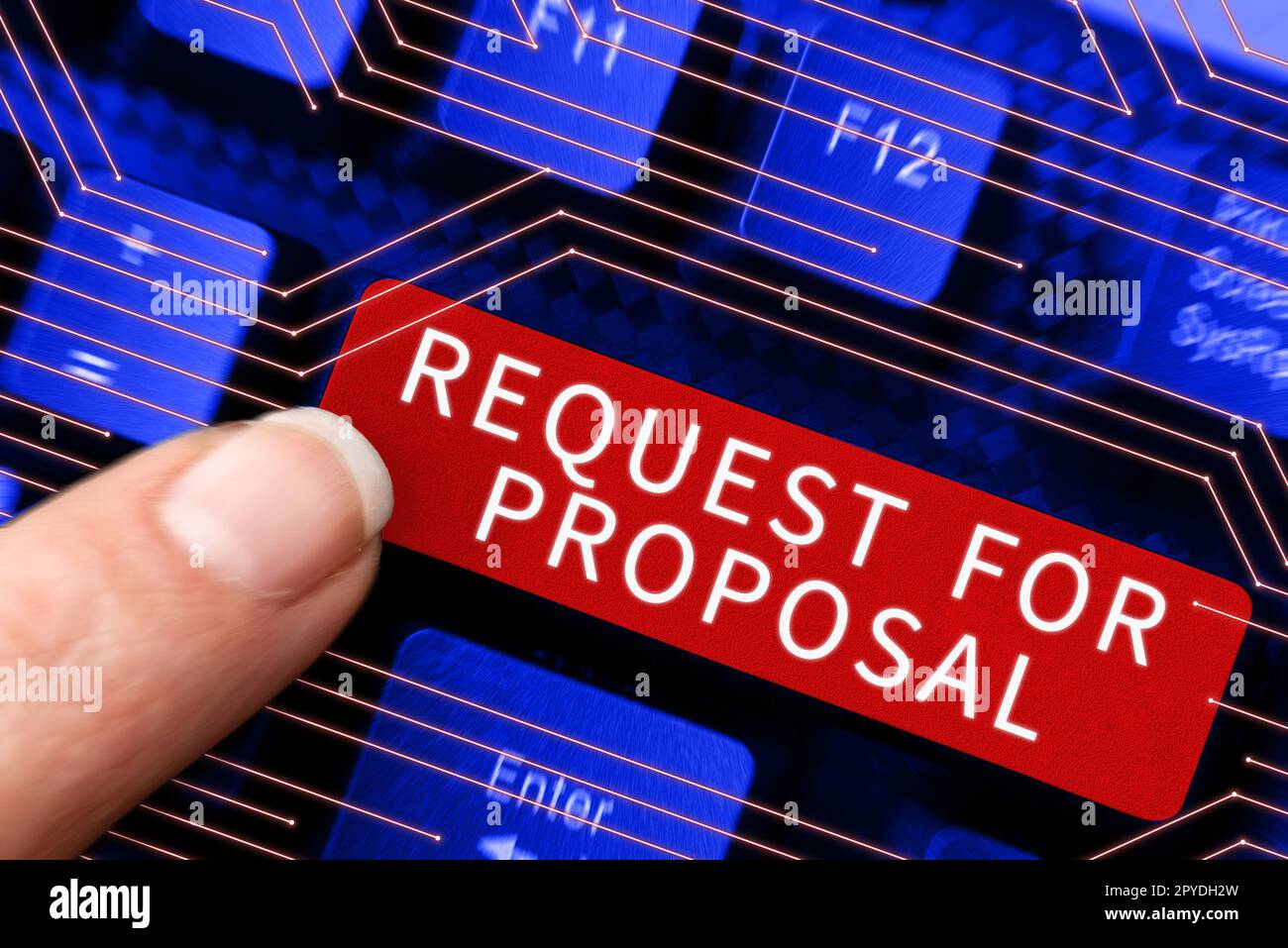 Sign displaying Request For Proposal. Business showcase document ...