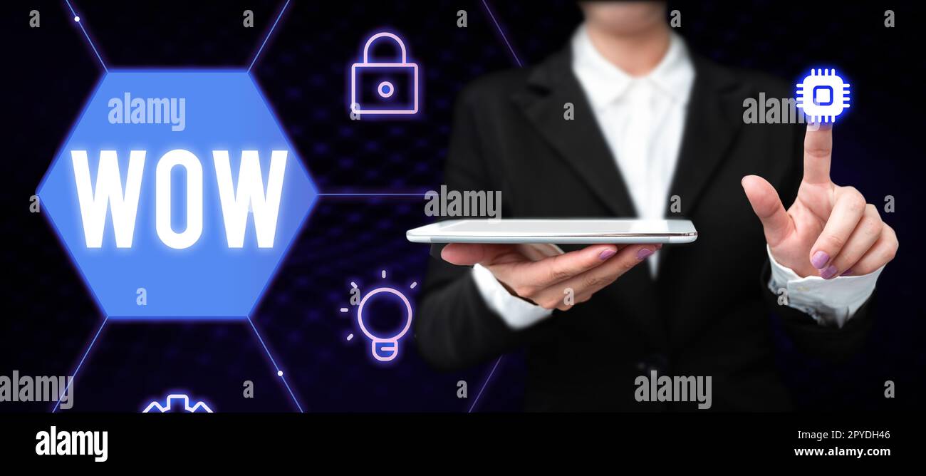 Inspiration showing sign Wow. Conceptual photo Expressing astonishment ...