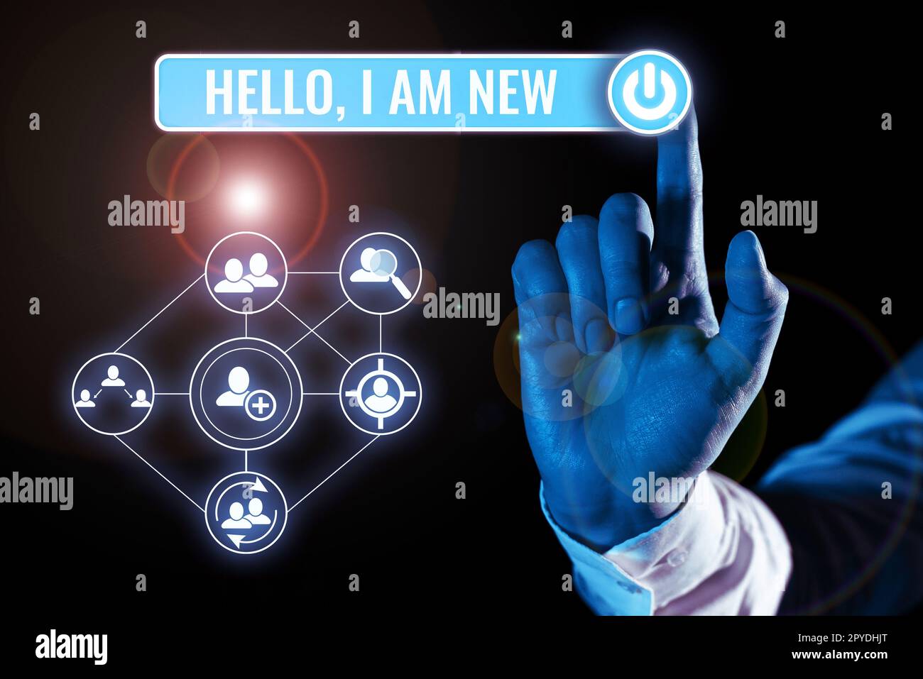 Text caption presenting Hello, I Am New. Internet Concept introducing ...