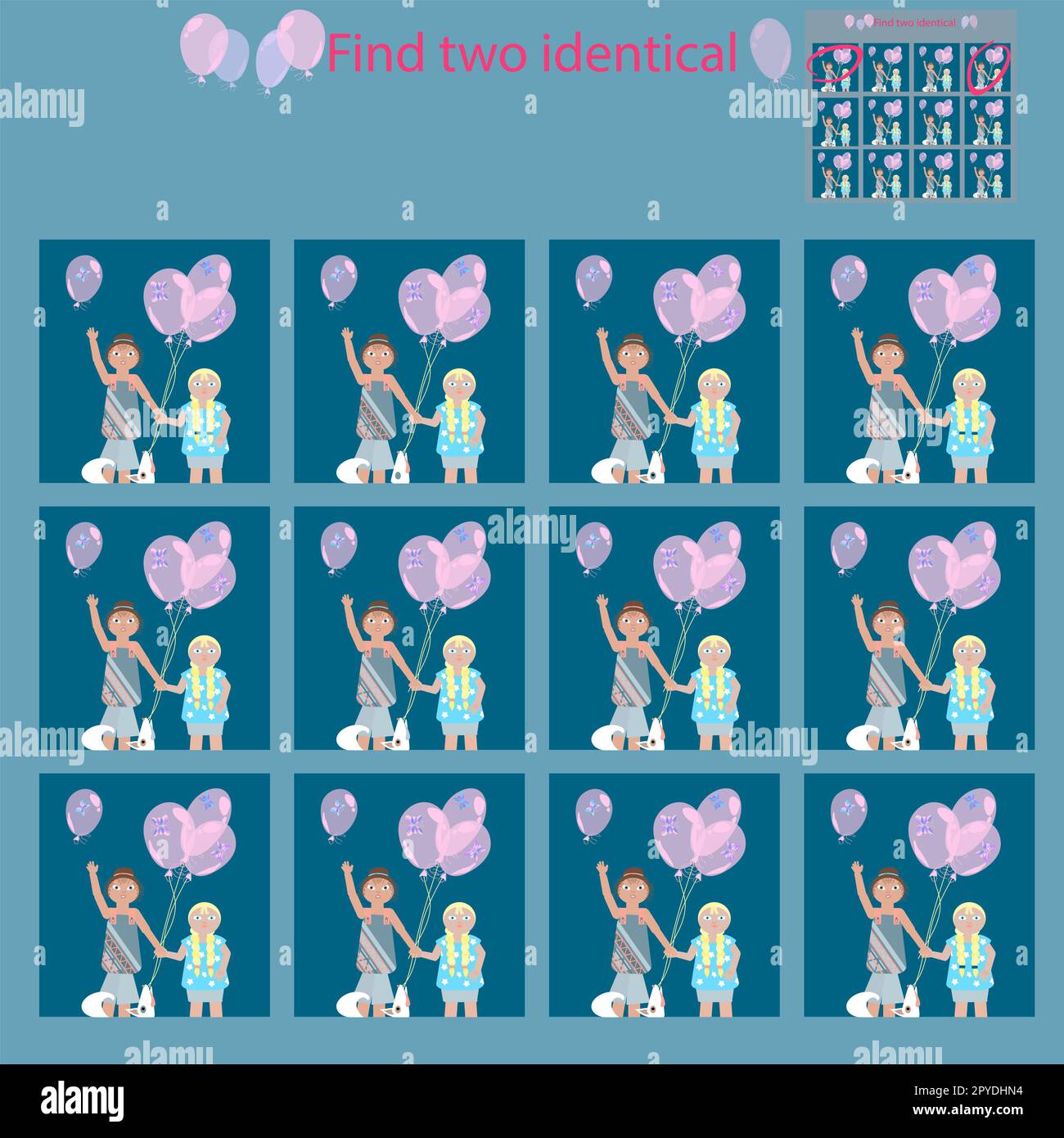 Find 2 identical pictures in a fun children s puzzle game for children ...