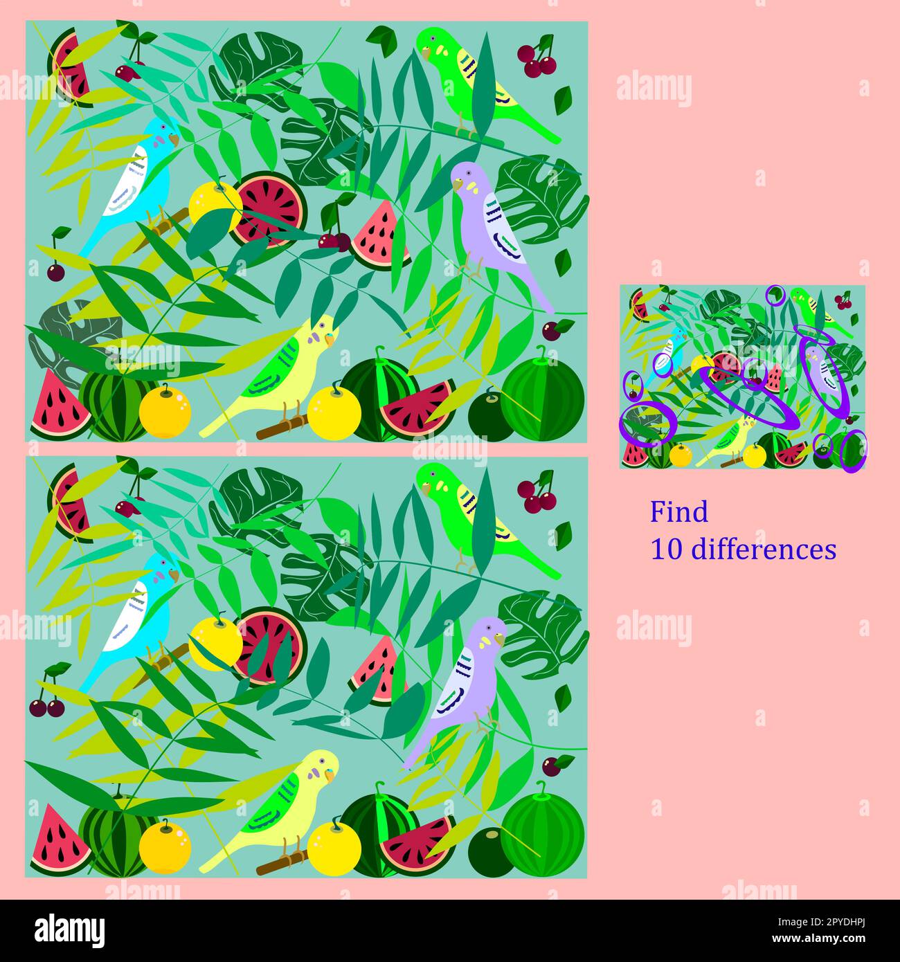 find 10 differences rebus for children under 6 years old, presented by ...