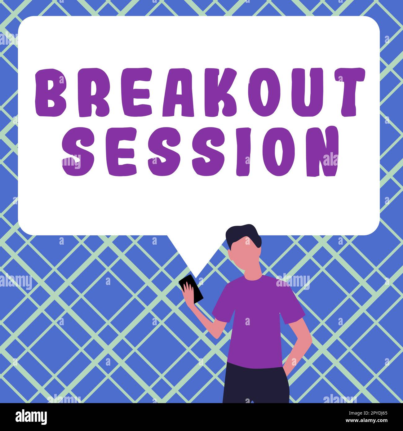 Sign displaying Breakout Session. Business showcase workshop discussion ...