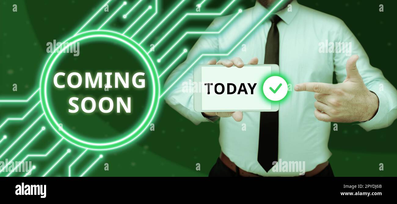 Text caption presenting Coming Soon. Business overview something is ...