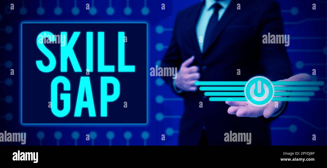 Conceptual display Skill Gap. Word for Refering to a person's weakness ...