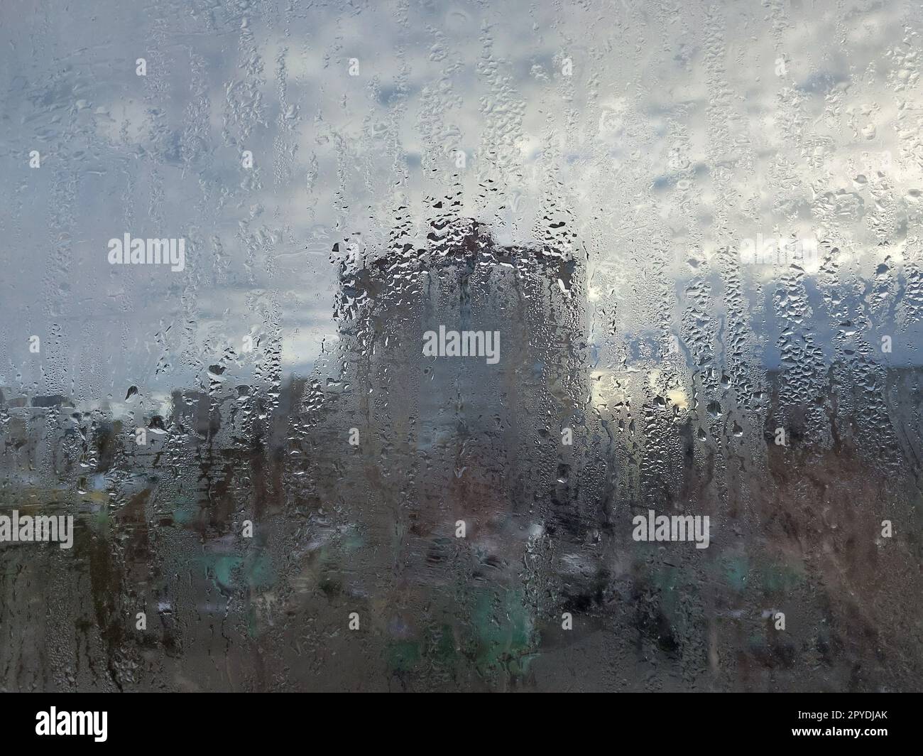 Misted glass from the evaporation of moisture on the balcony Stock ...
