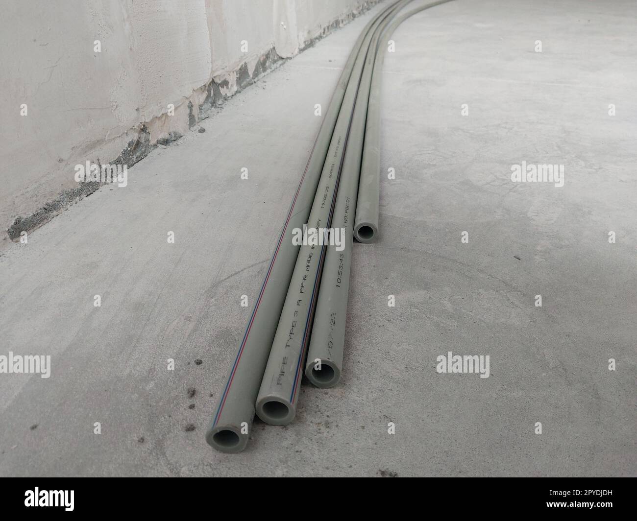 Installation of plumbing in a new apartment Stock Photo - Alamy