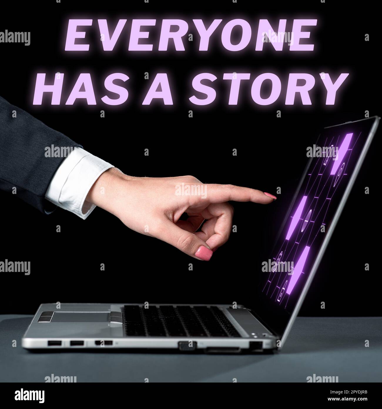 Conceptual display Everyone Has A Story. Business overview Background ...