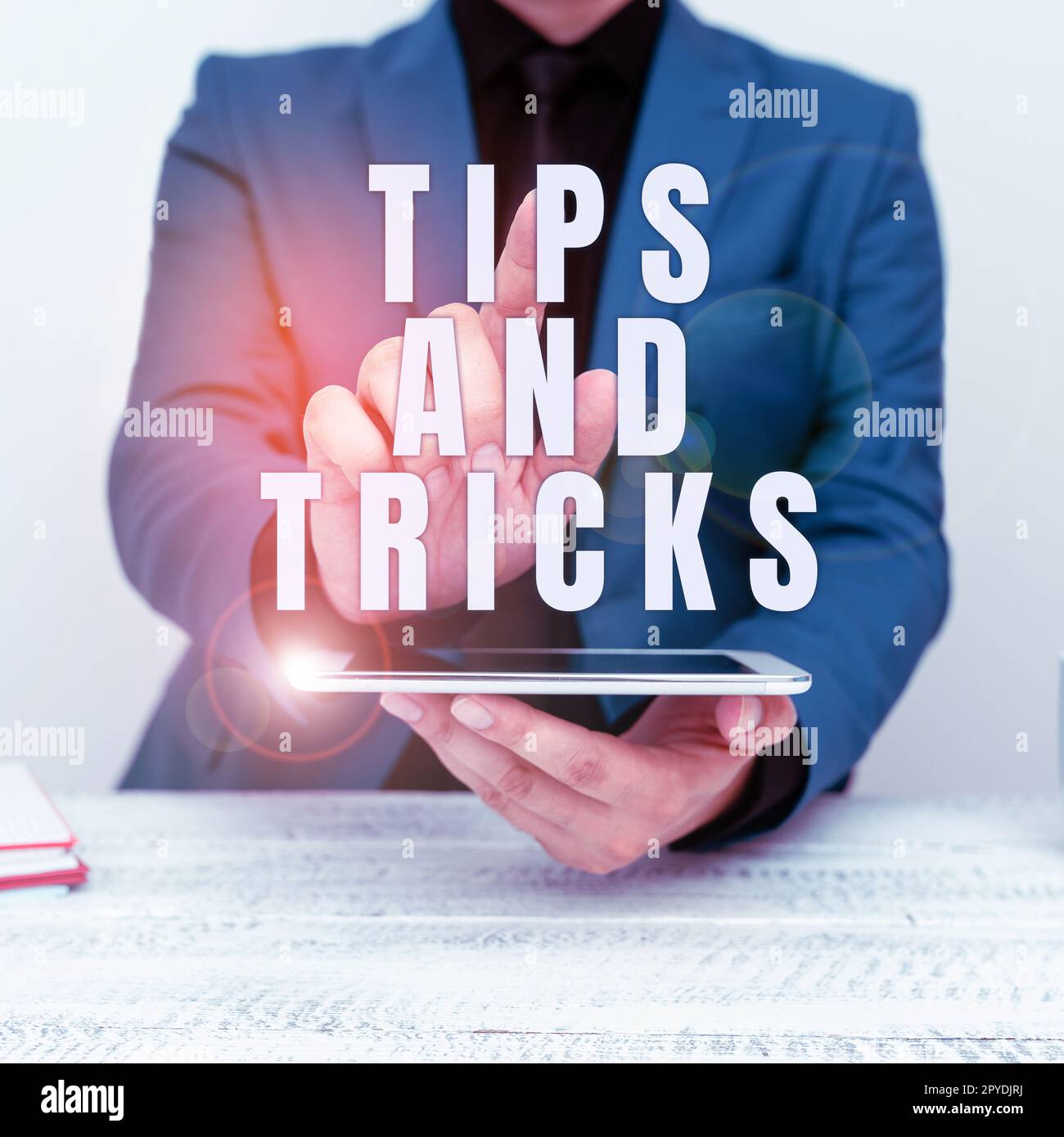 Text caption presenting Tips And Tricks. Concept meaning helpful advices that makes certain ...