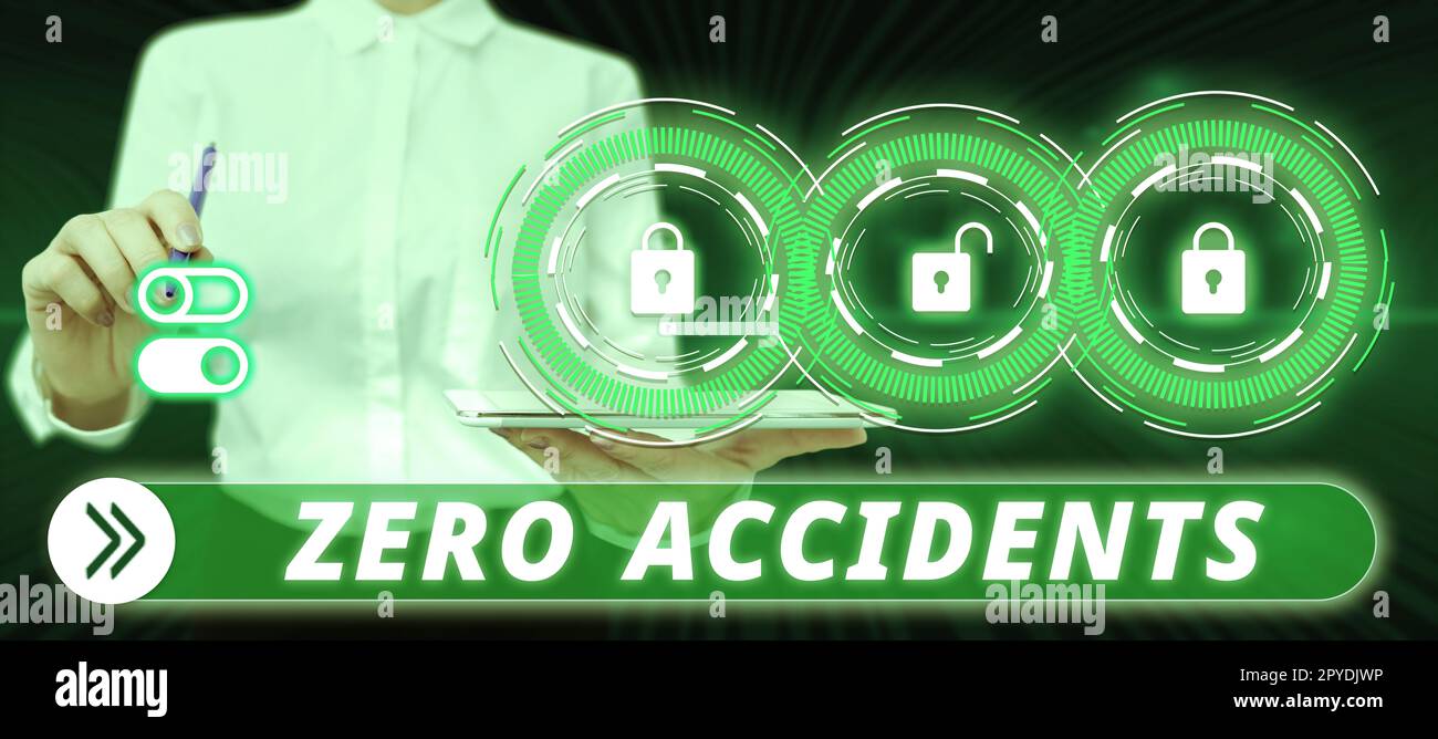 Hand writing sign Zero Accidents. Business showcase important strategy ...