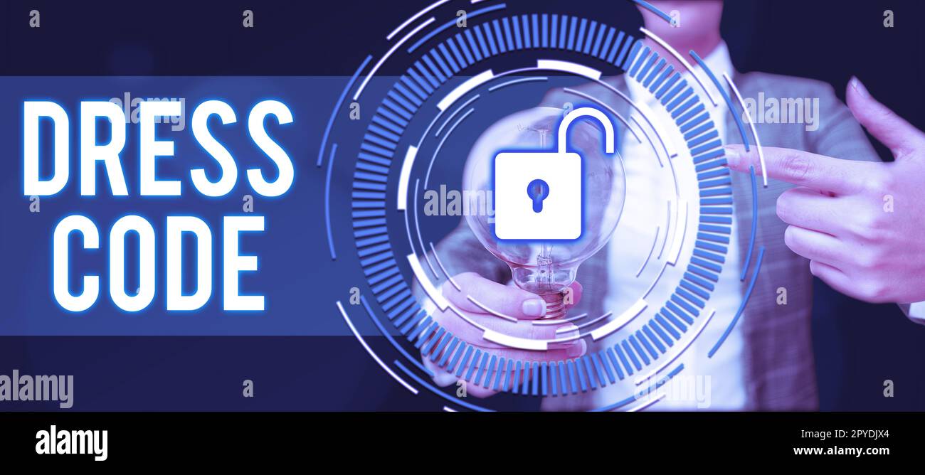 Hand writing sign Dress Code. Internet Concept an accepted way of ...