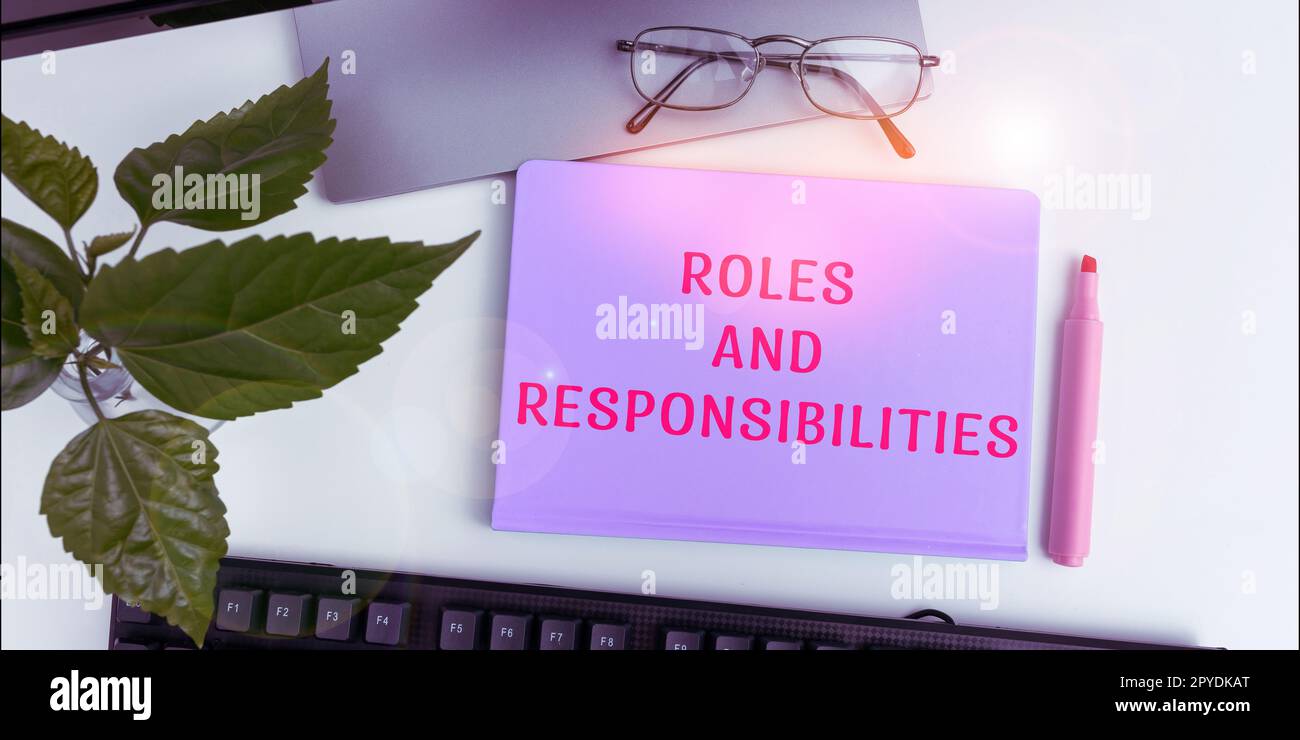 Conceptual caption Roles And Responsibilities. Word Written on Business ...