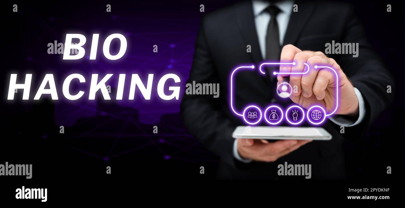 Text sign showing Bio Hacking. Concept meaning exploiting genetic ...