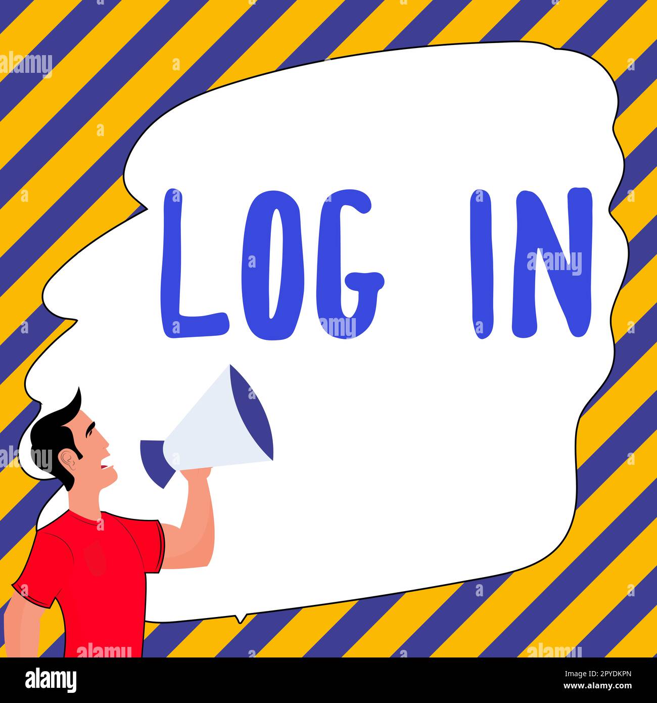 Handwriting text Log In. Business idea go through the procedures to begin use of a computer or ...