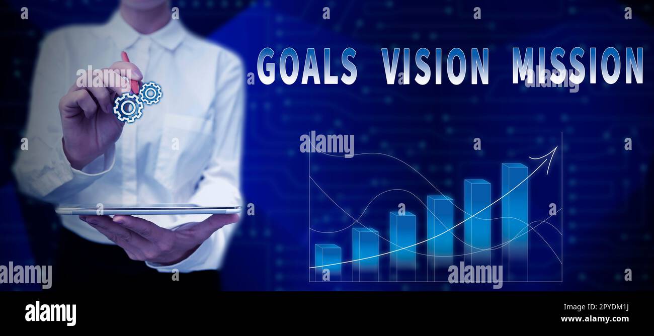Conceptual display Goals Vision Mission. Business approach practical ...