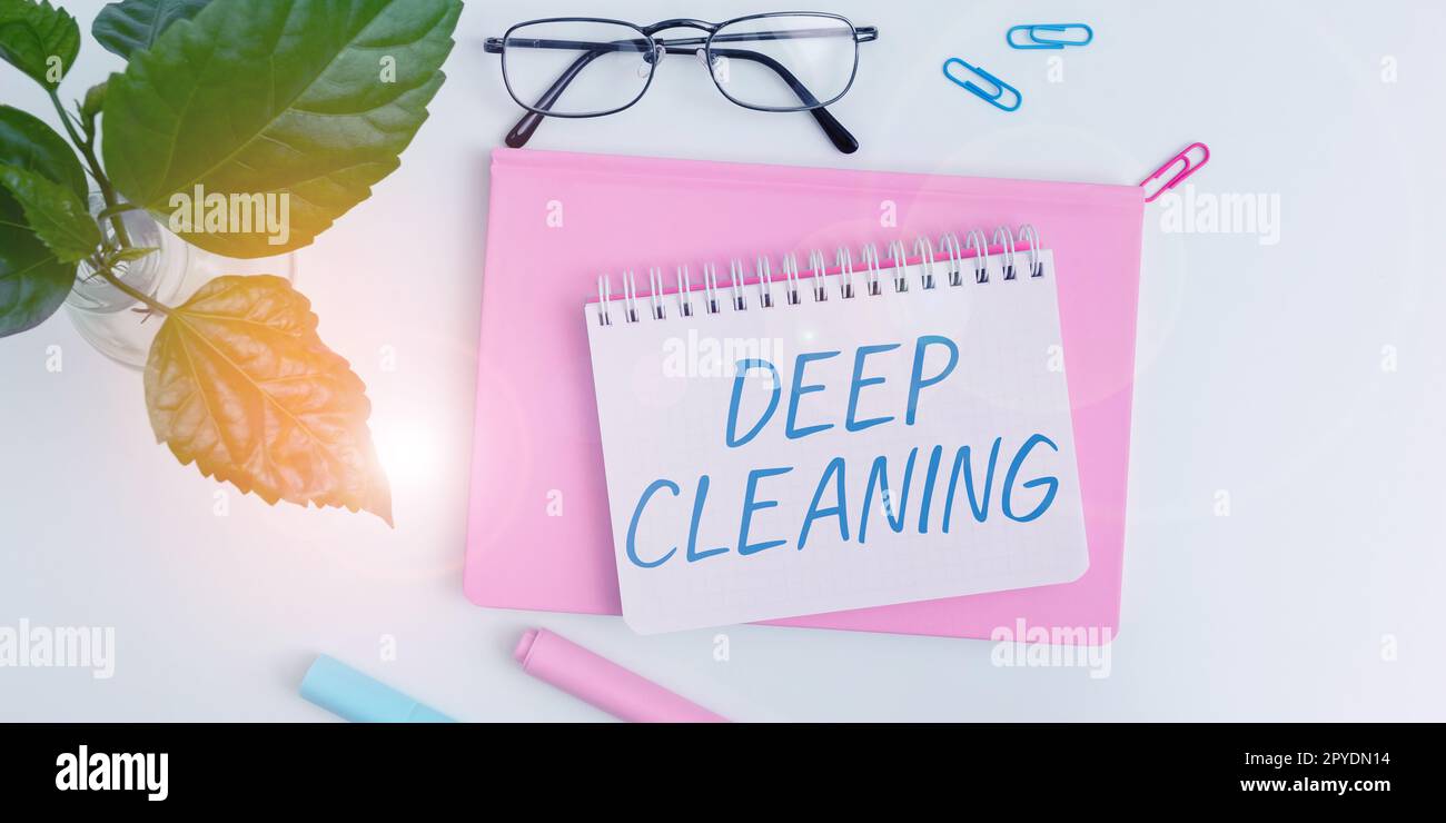 Text sign showing Deep Cleaning. Business showcase an act of thoroughly ...