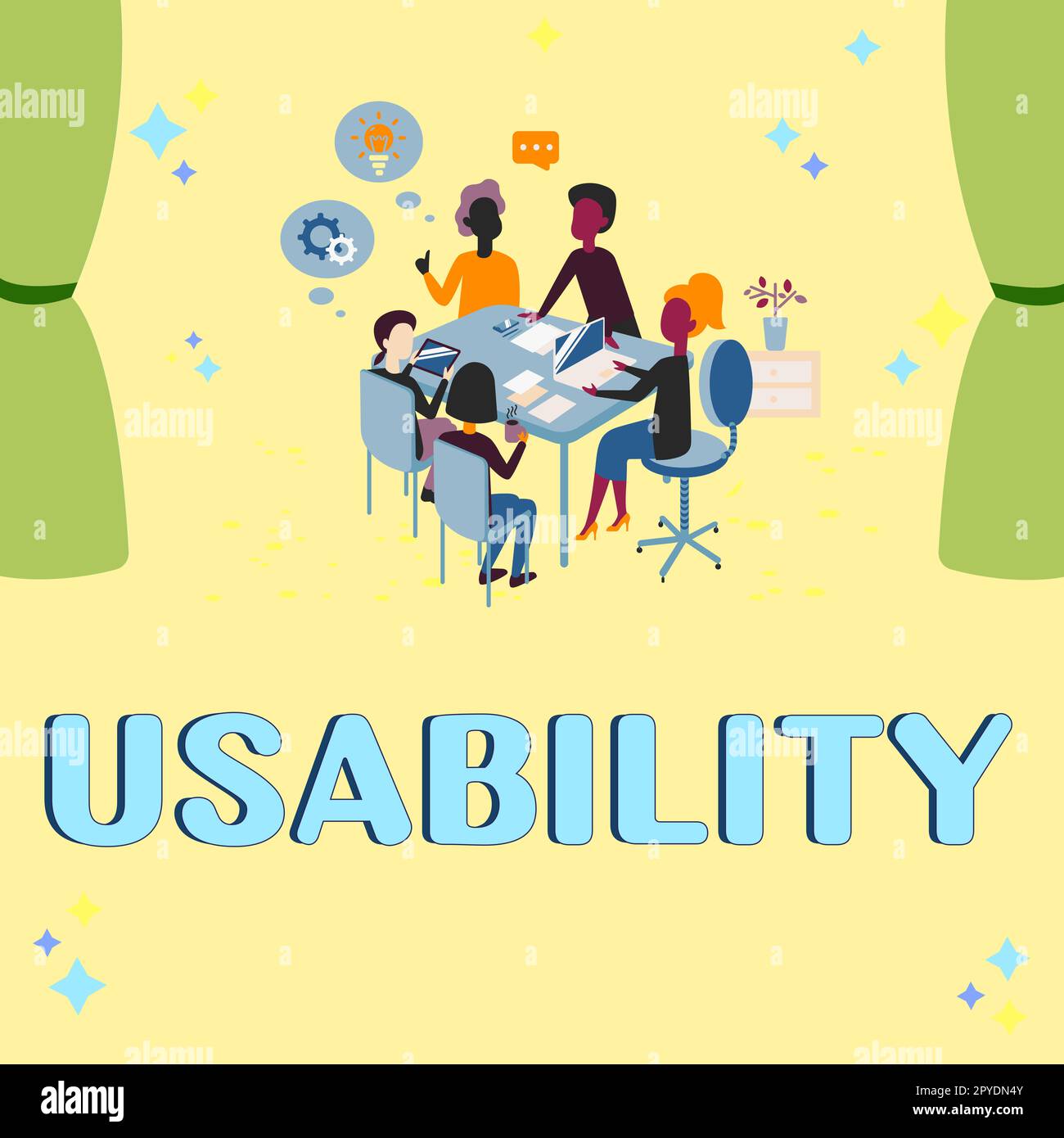 Sign displaying Usability. Business overview A word assosiated with how ...