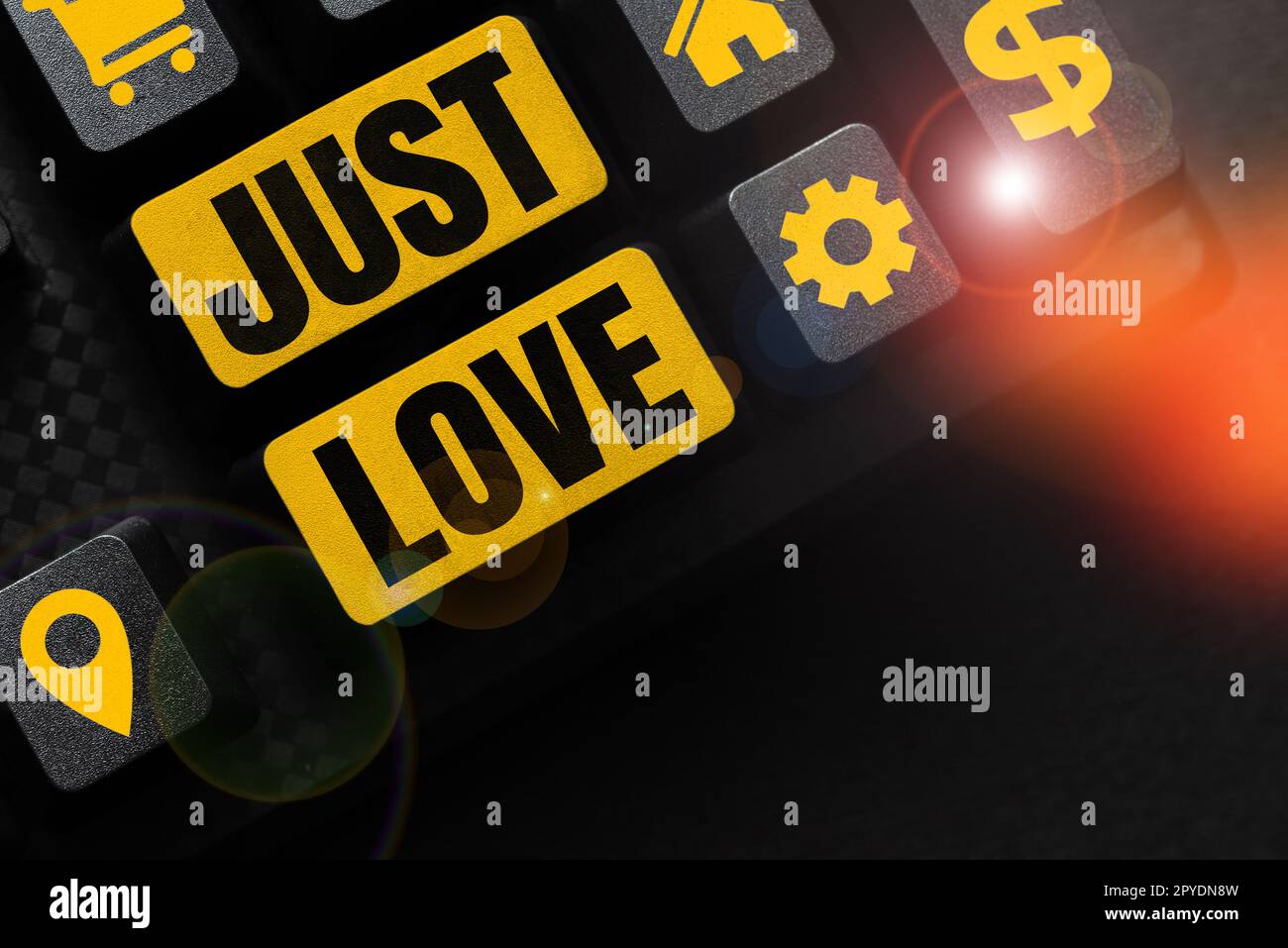 Hand writing sign Just Love. Word Written on being interested ...