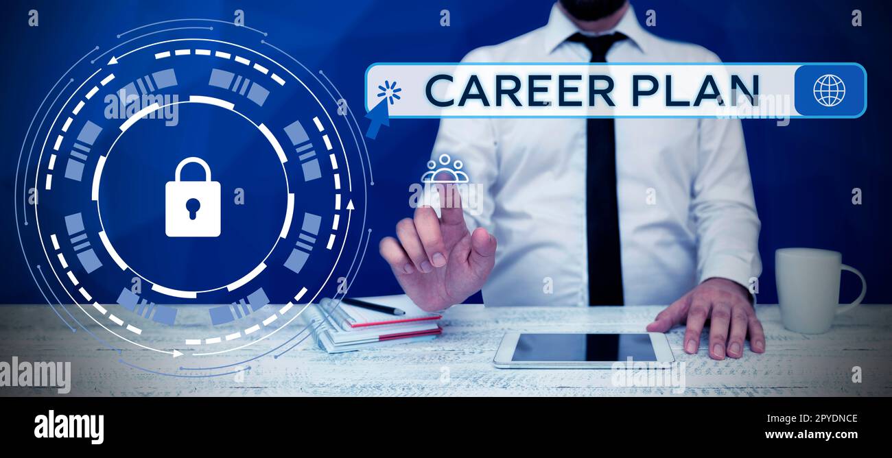 Text caption presenting Career Plan. Word Written on ongoing process ...