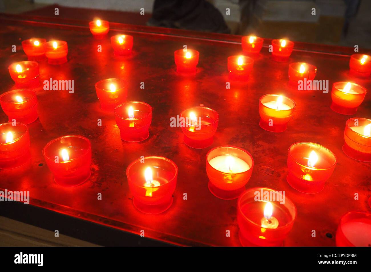 Memorial Day with candle. Commemorative candles are lit. Candle flames ...