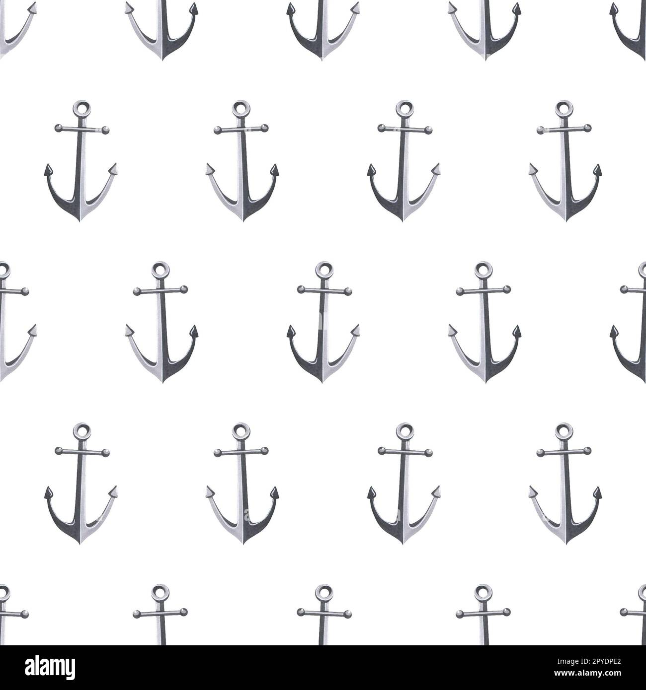 Steel anchors on a white background. Watercolor illustration, hand ...