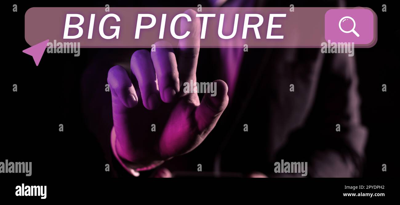 Text sign showing Big Picture. Concept meaning most important facts ...