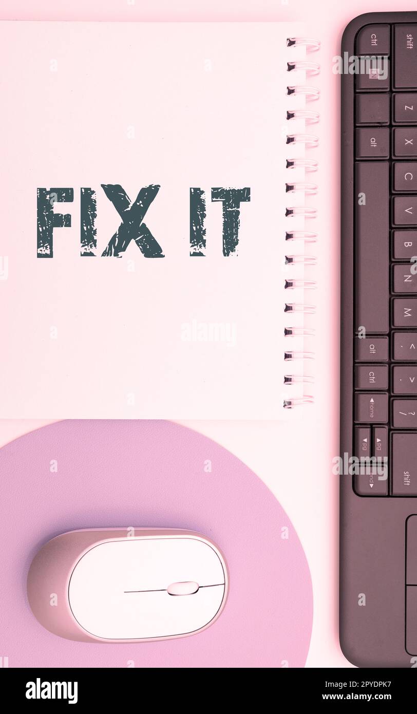 Sign displaying Fix It. Business showcase Fasten something securely in ...