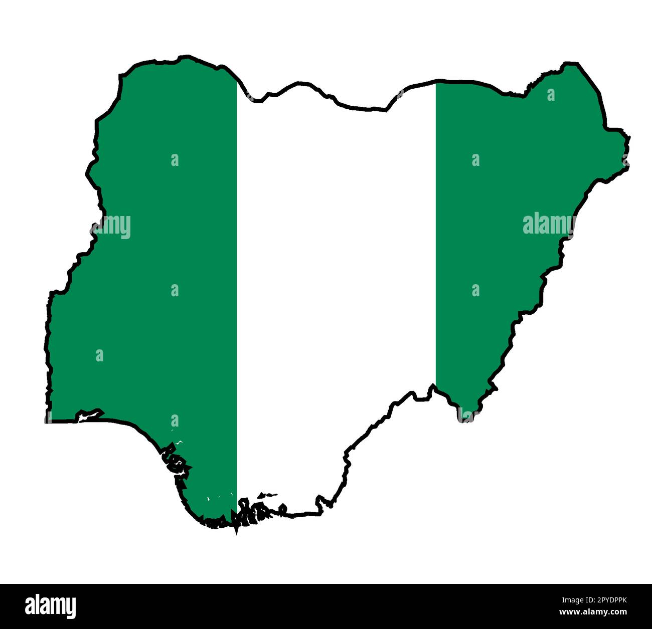 Nigeria outline silhouette flag map over a white background Stock Photo ...