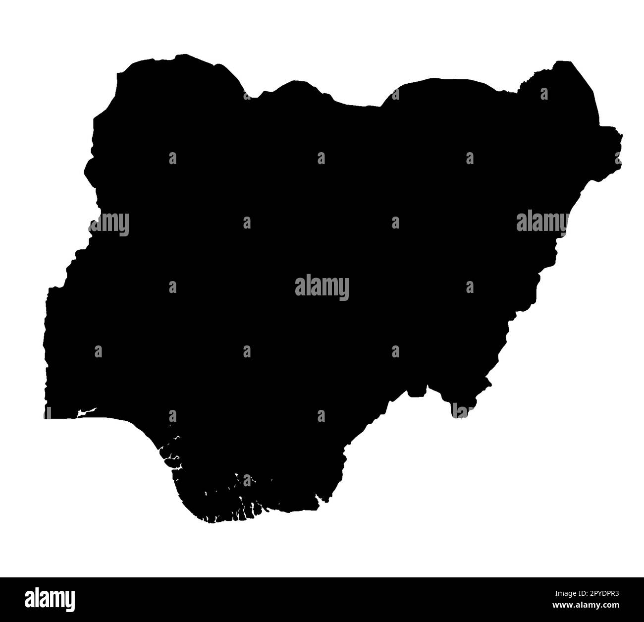 Nigeria outline silhouette map of Africa over a white background Stock ...