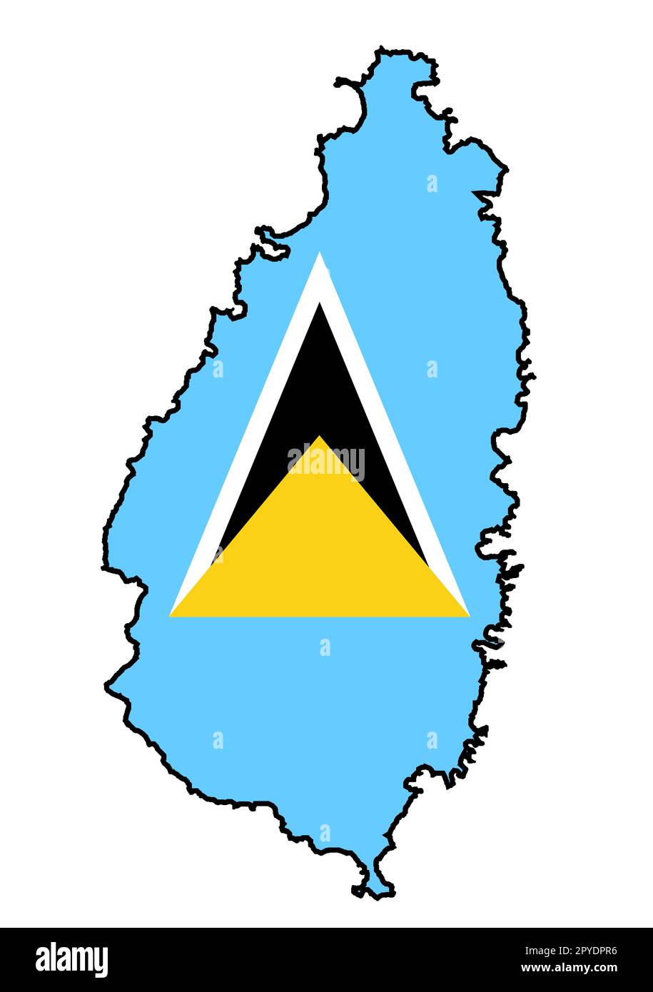 Outline silhouette flag Map Of Saint Saint Lucia in black silhouette on ...
