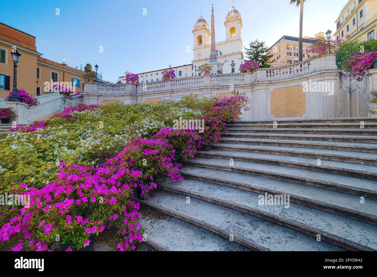 Spanish Steps in the morning with azaleas. Spanish Steps is a famous ...
