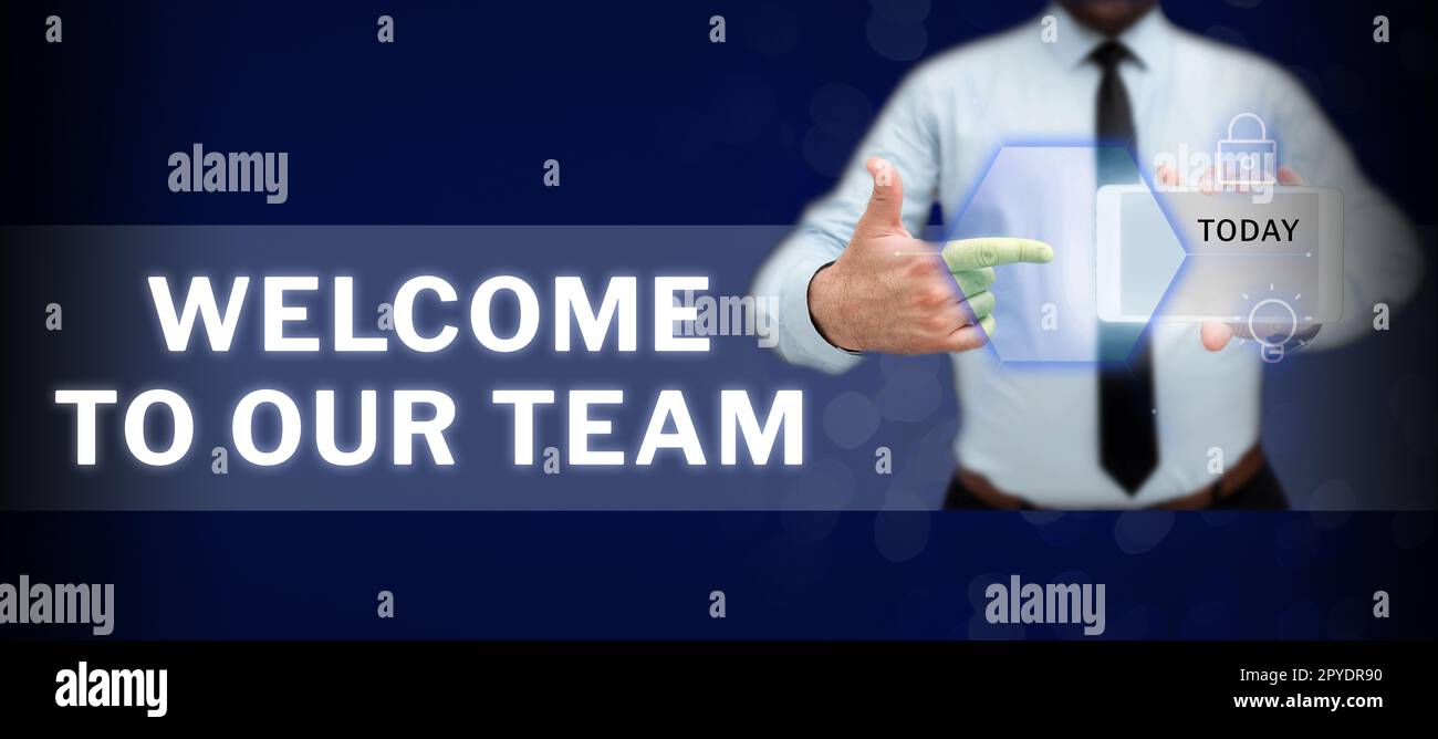Conceptual caption Welcome To Our Team. Word Written on introducing ...