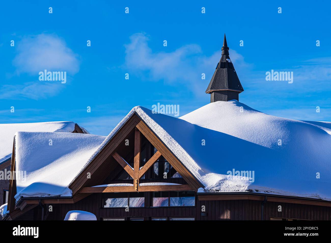 Building with snow in wintertime in Ruka, Finland Stock Photo - Alamy