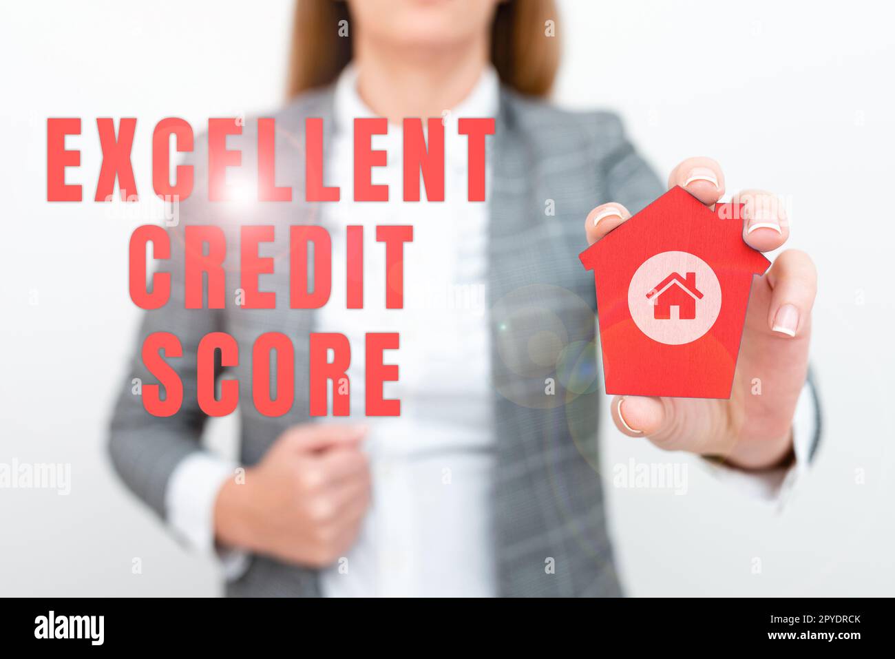 Conceptual caption Excellent Credit Score. Word for person's report of ...