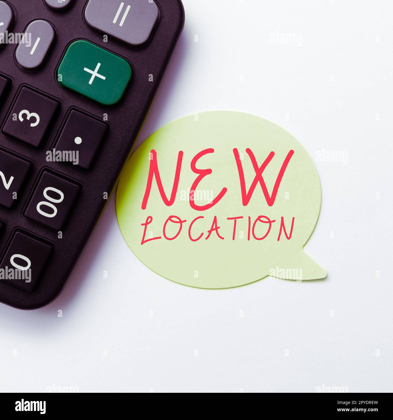 Sign displaying New Location. Business idea Get located on a new place ...