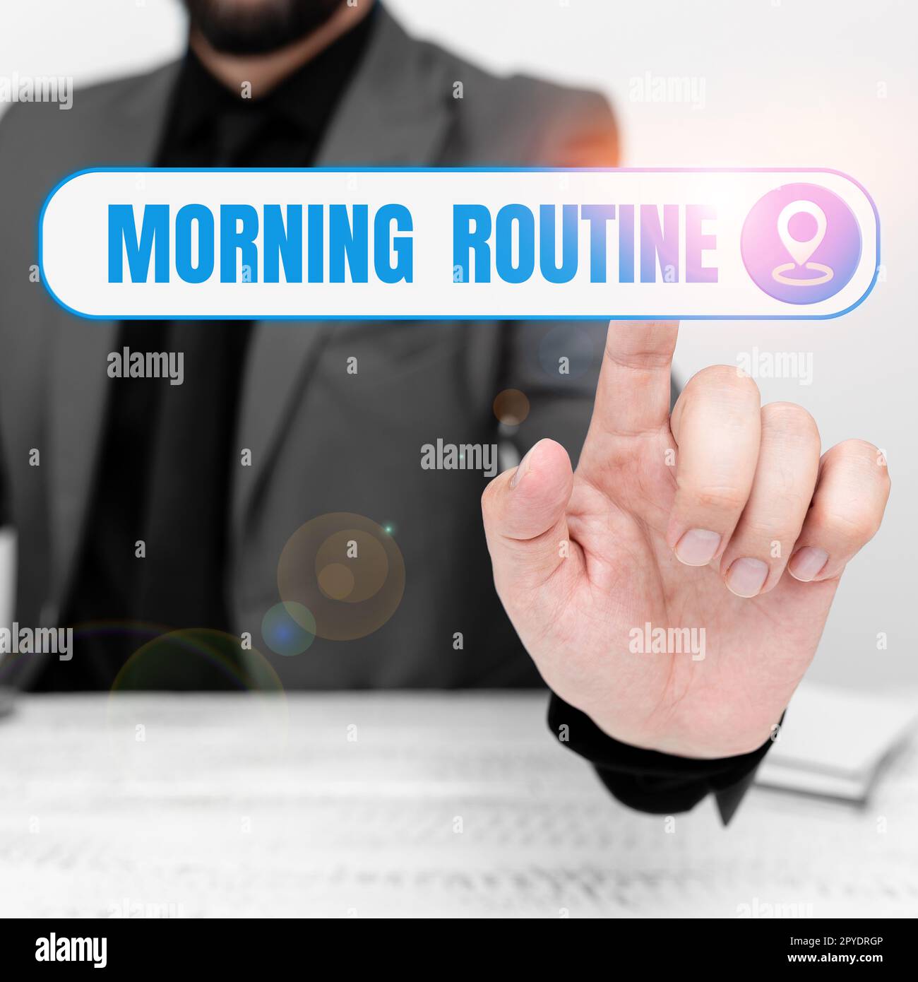 Inspiration showing sign Morning Routine. Business overview initiation ...
