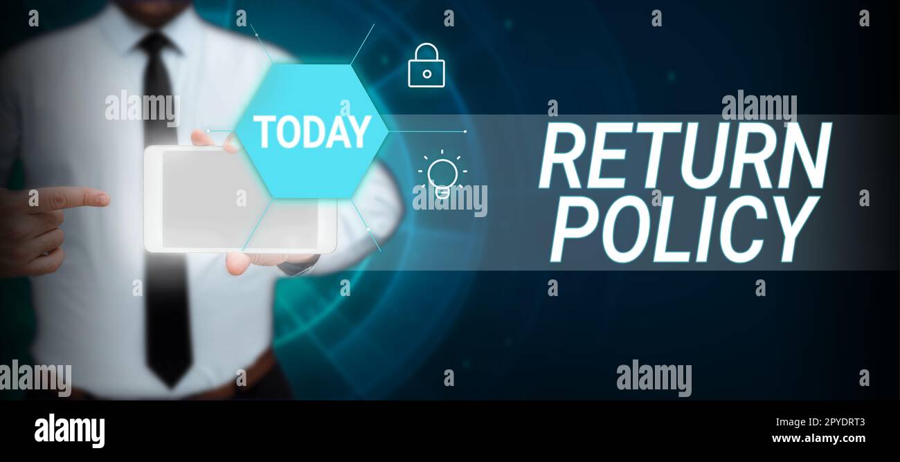 Conceptual caption Return Policy. Concept meaning Tax Reimbursement ...