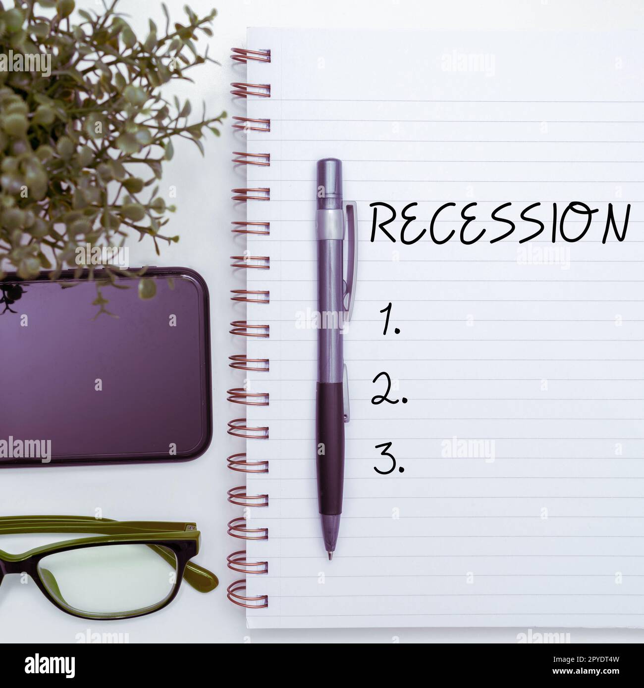 Conceptual caption Recession. Internet Concept the process of progressive decrease in growing ...