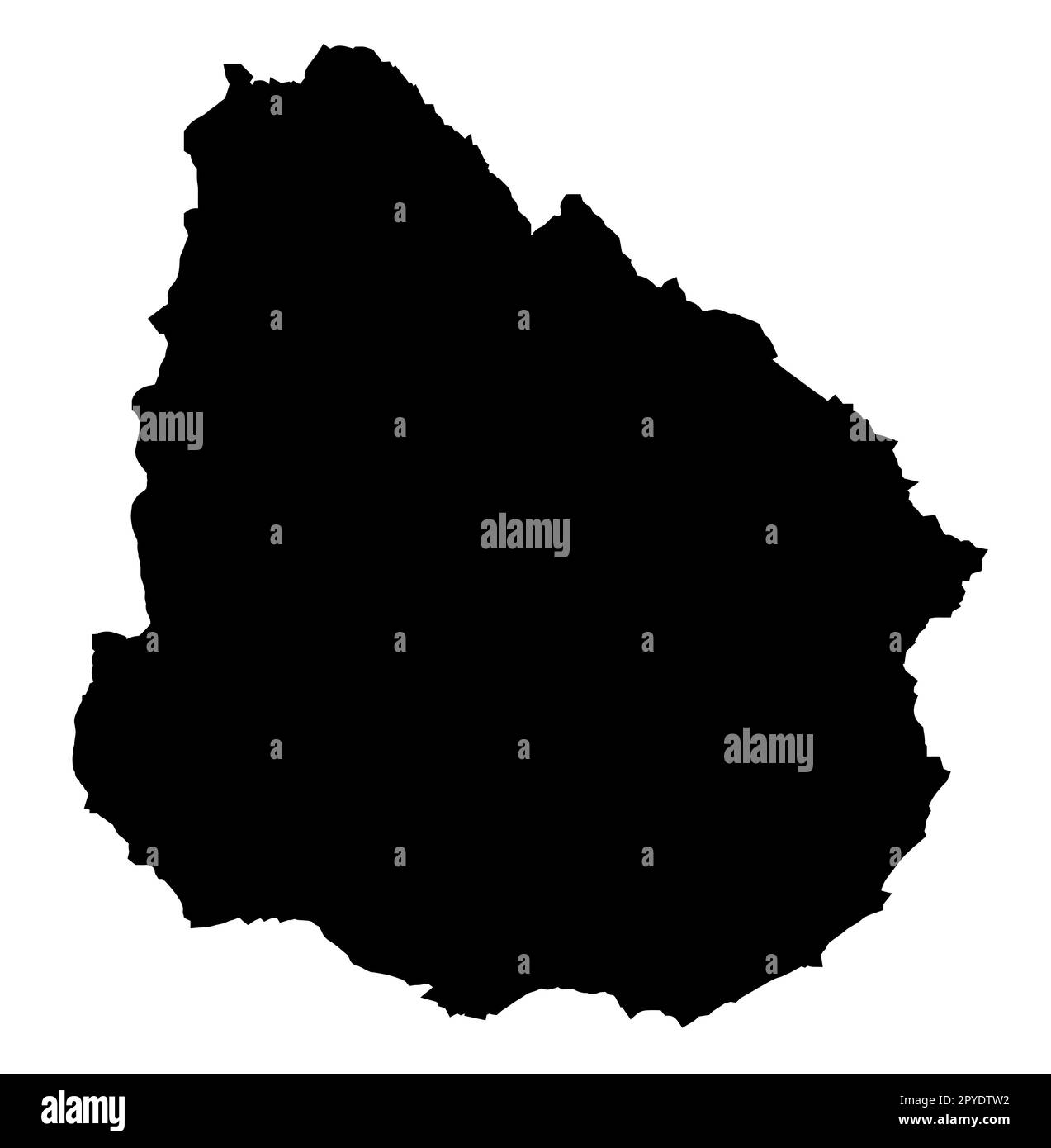 Outline silhouette map of the South American country of Uruguay Stock ...