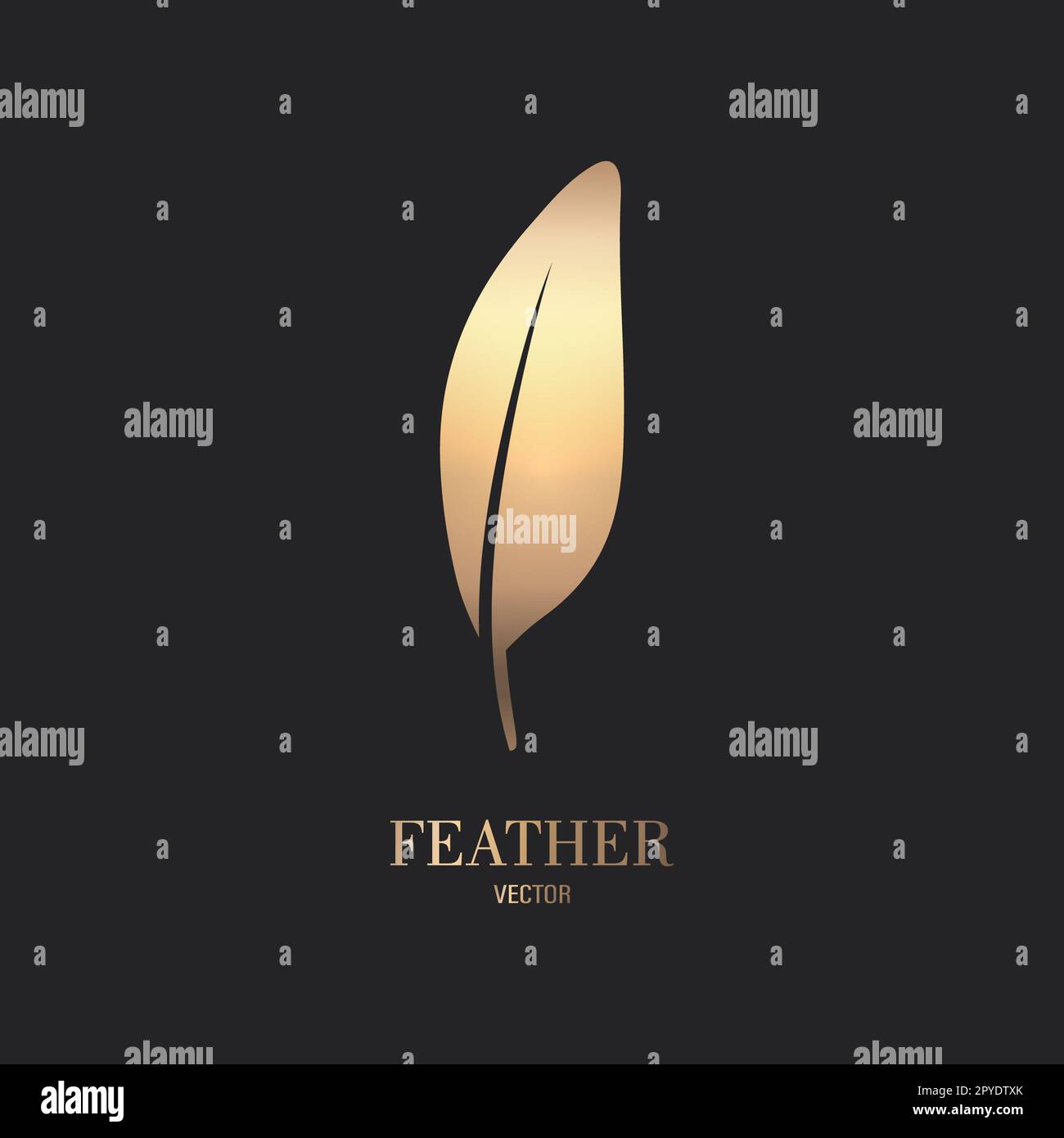 Vector Fluffy Golden Color Feather Logo Icon, Silhouette Feather ...