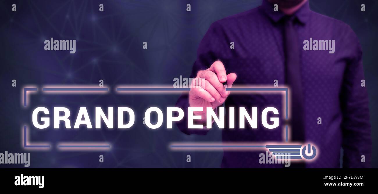 Conceptual display Grand Opening. Business showcase Ribbon Cutting New ...