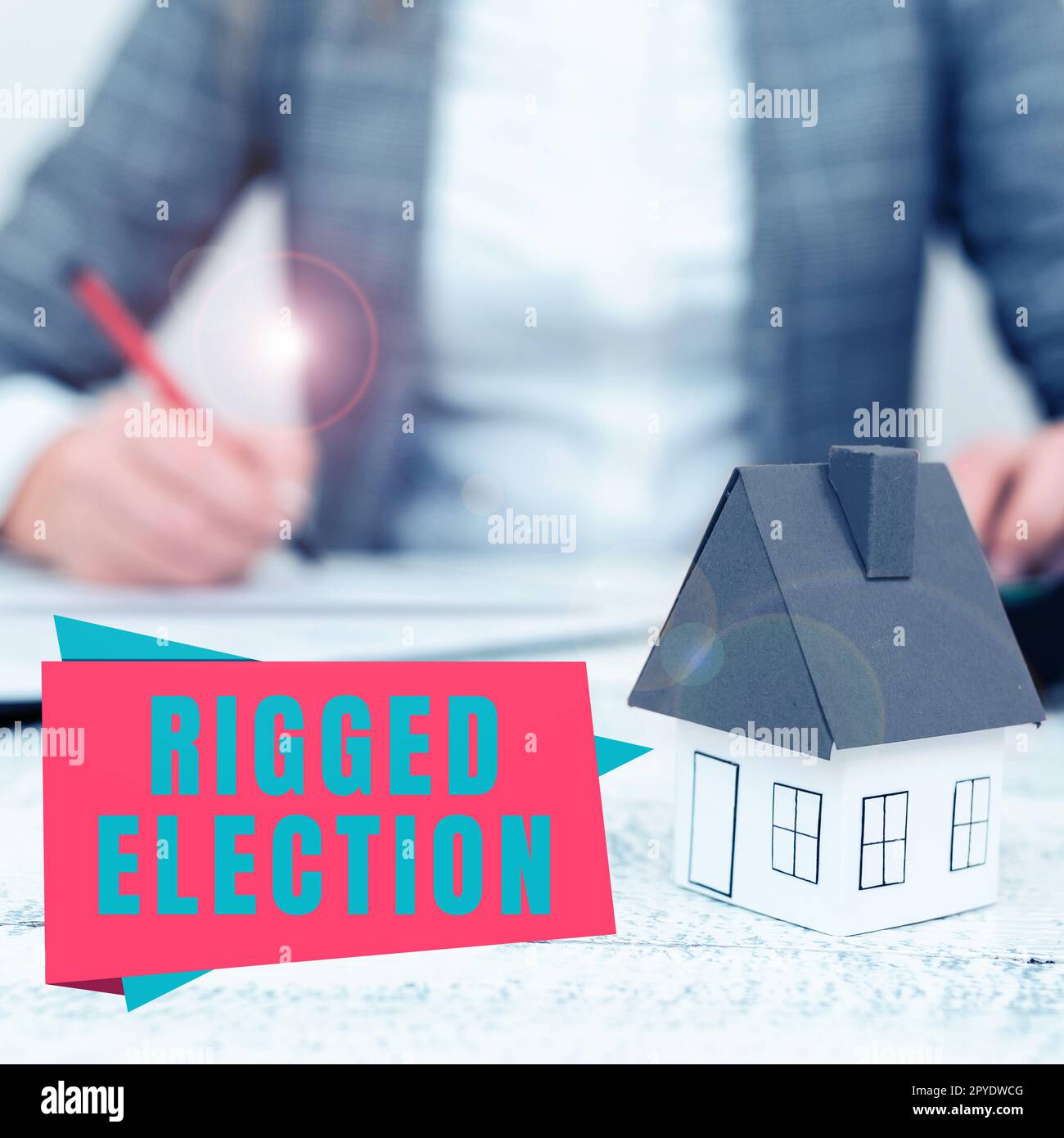 Handwriting text Rigged Election. Business showcase Manage drilling ...