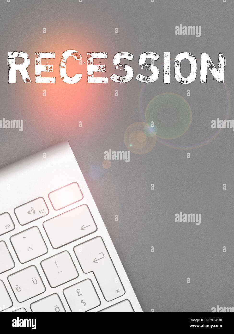 Conceptual display Recession. Business approach the process of progressive decrease in growing ...