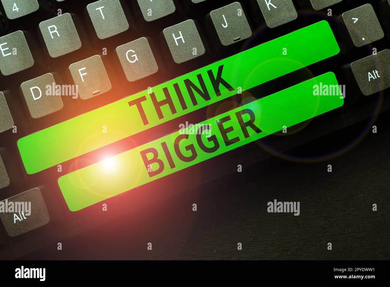 Conceptual caption Think Bigger. Business overview being able to dream ...