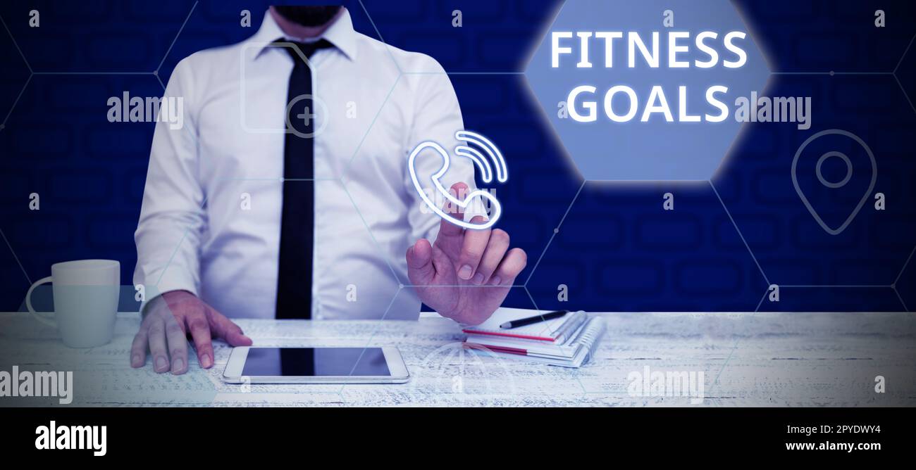 Conceptual display Fitness Goals. Conceptual photo Loose fat Build ...