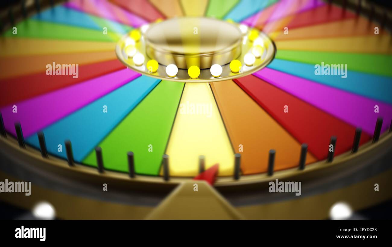Prize wheel with colored, blank slices. 3D illustration Stock Photo - Alamy