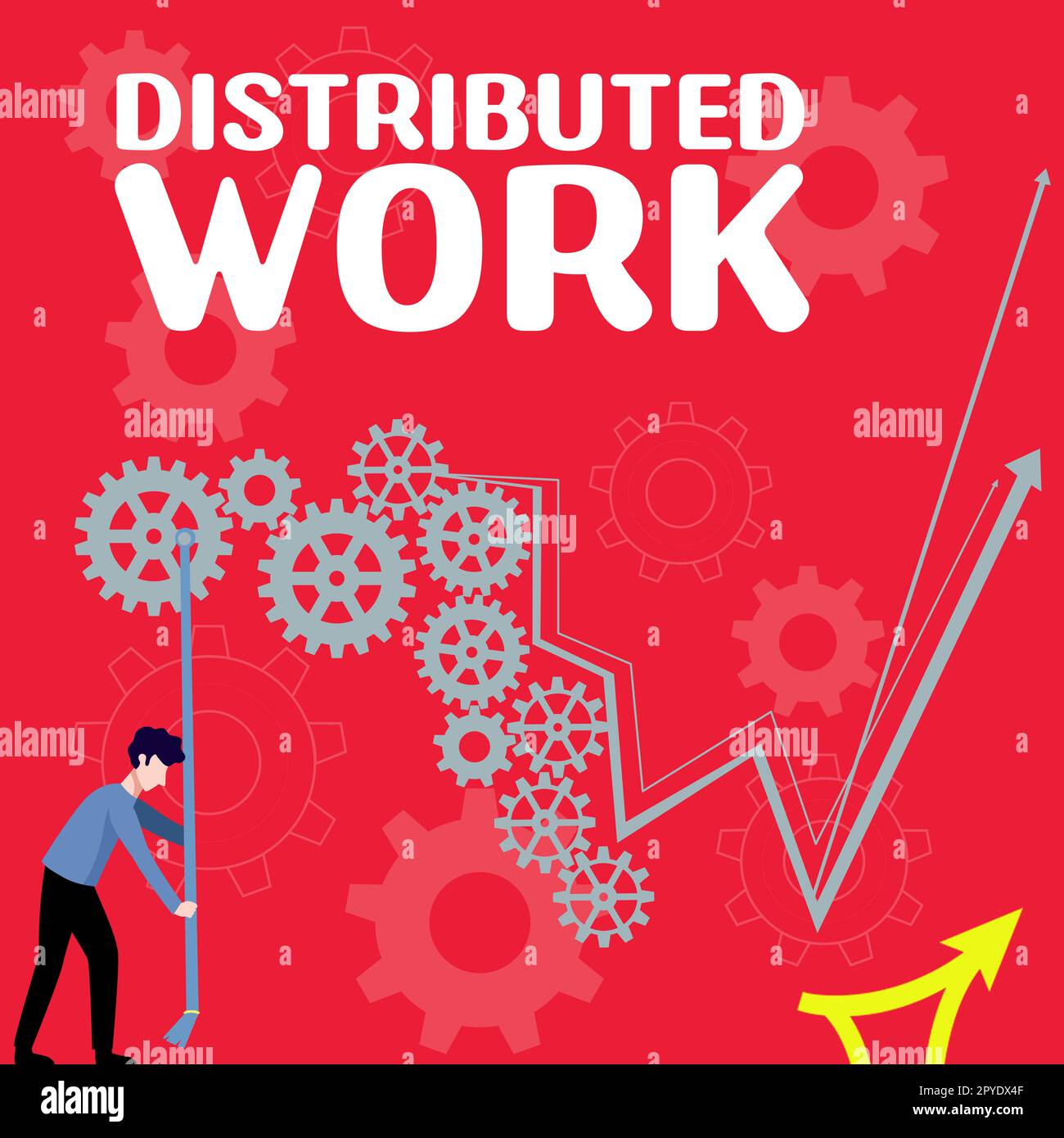 Text showing inspiration Distributed Work. Conceptual photo practiced by enterprises using ...