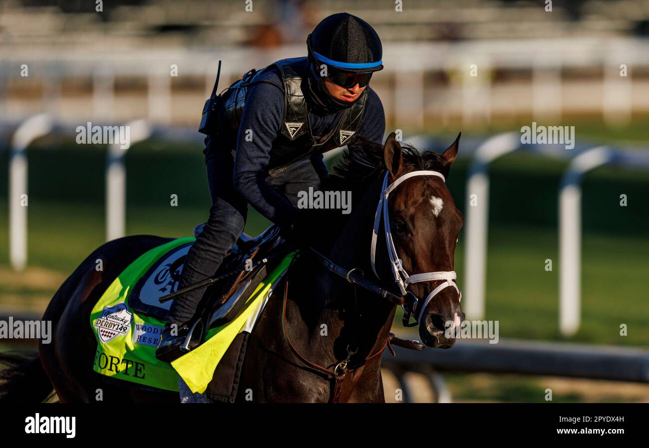 May 3, 2023, Louisville, KY, USA: Forte trains for the Kentucky Derby at Churchill Downs on May ...