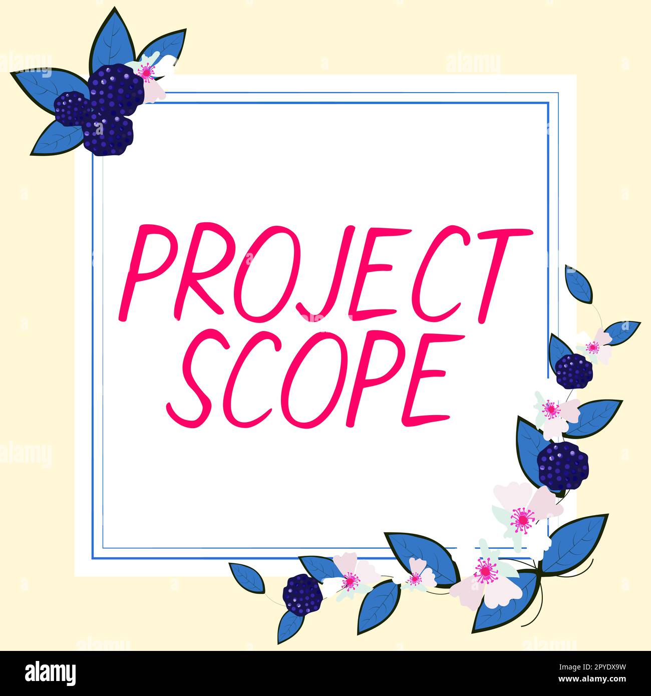 Sign displaying Project Scope. Word Written on evaluation of work ...