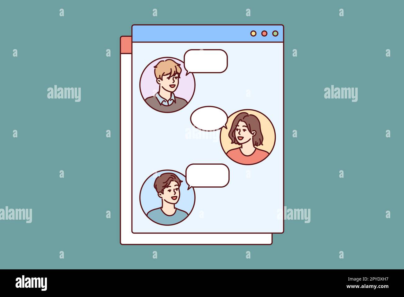 Colleagues communicate in chatbox by exchanging messages or upcoming ...