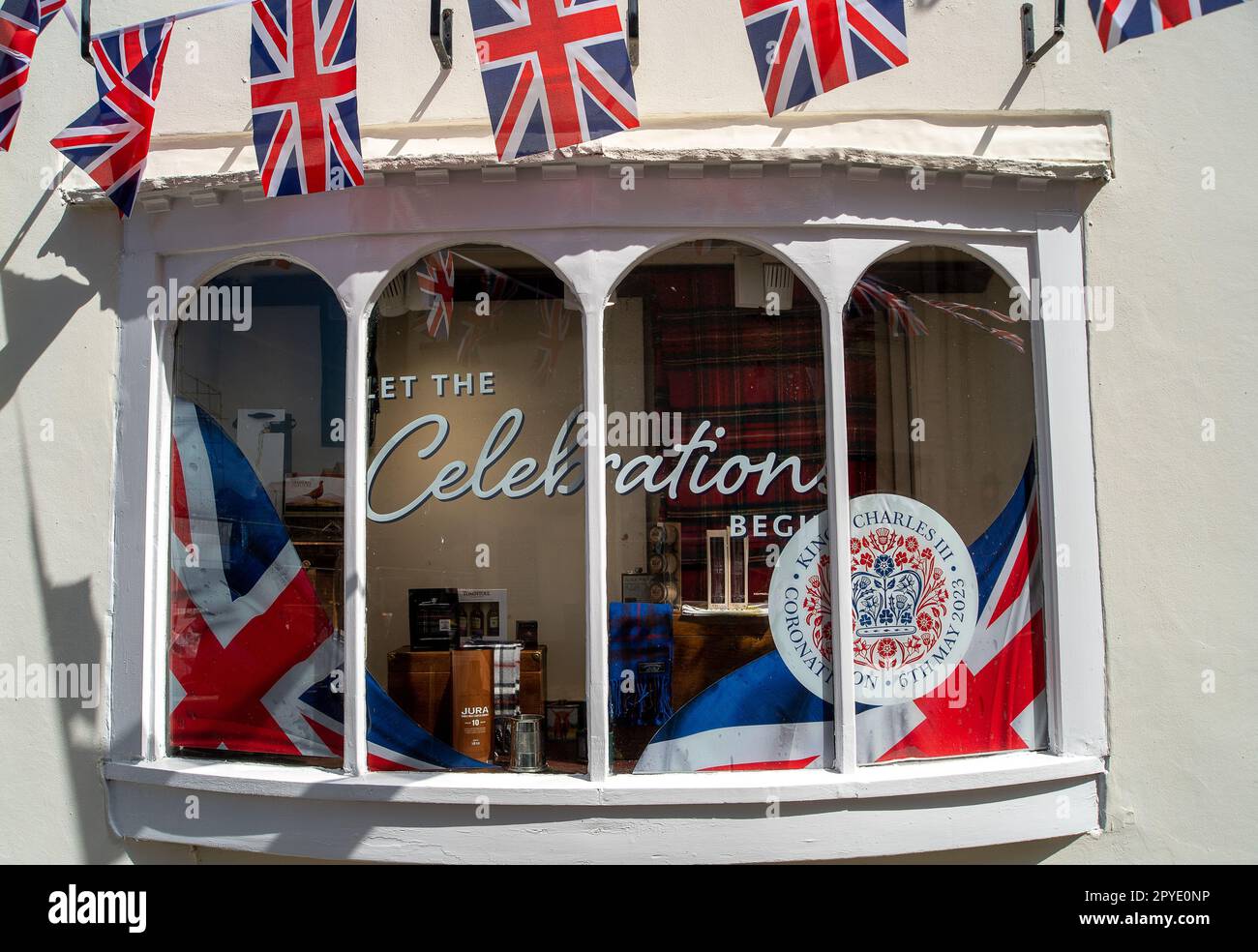 Windsor, Berkshire, UK. 3rd May, 2023. Coronation window displays at ...